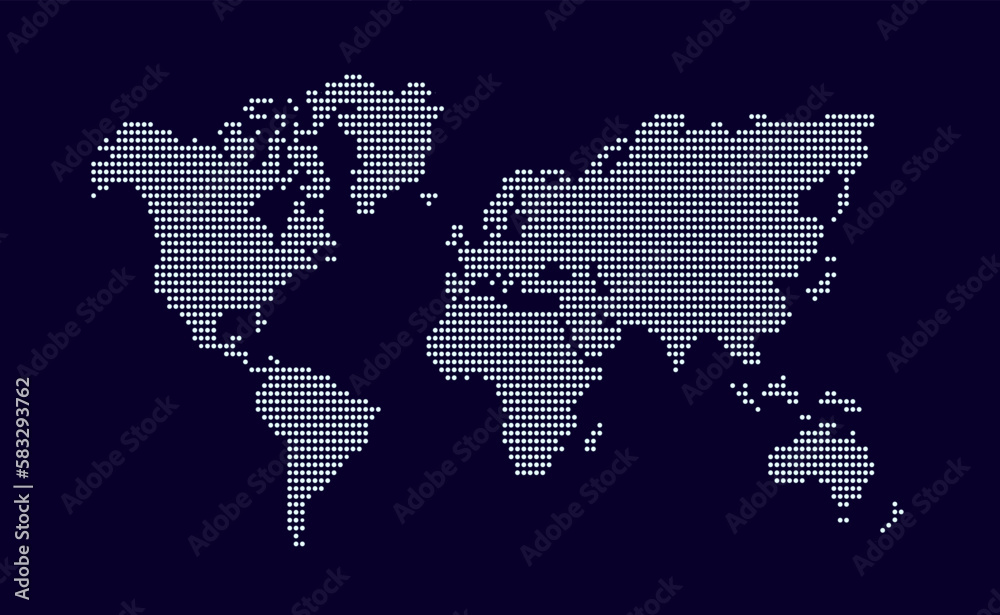 Dotted world map. Vector illustration. Stock Vector | Adobe Stock
