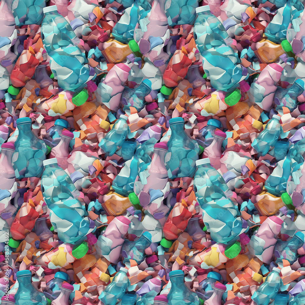 Seamless plastic bottles background pattern. Recycling and plastic ...