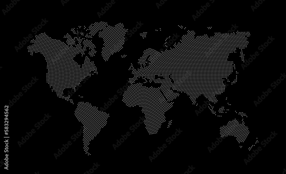 Dotted world map. Vector illustration. Stock Vector | Adobe Stock