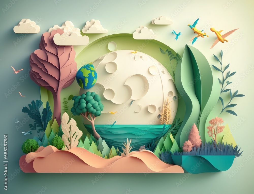 world environment day paper style background, save clean planet ...