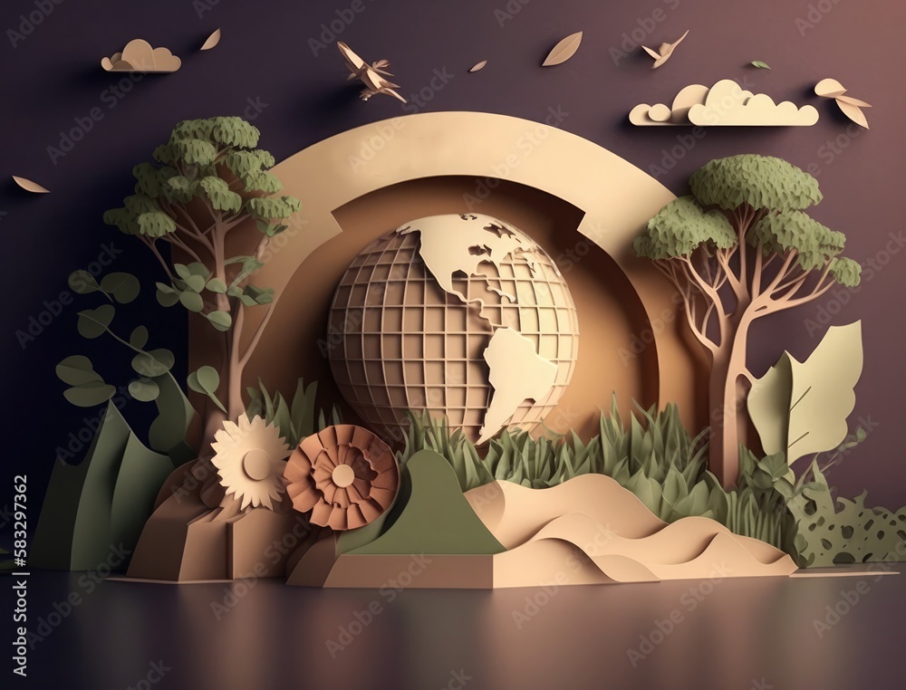 world environment day paper style background, save clean planet ...