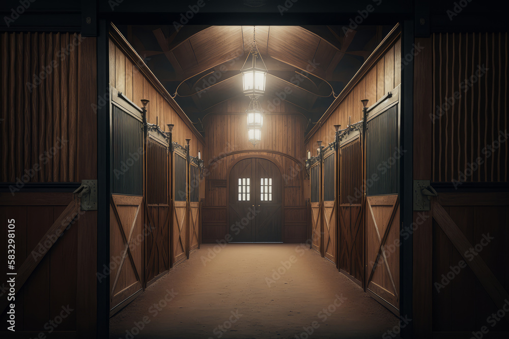 horse stable,stall for horses in wooden house Generative AI Stock ...