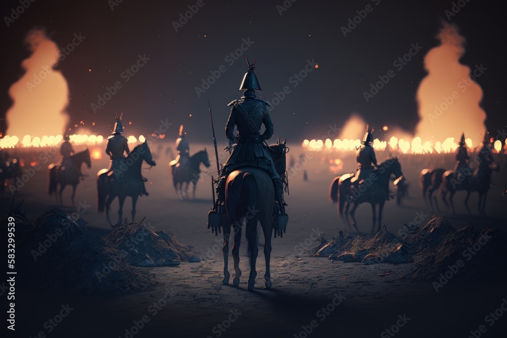 Ultra Realistic 4K Illustration of a Dark Historical Battlefield with ...