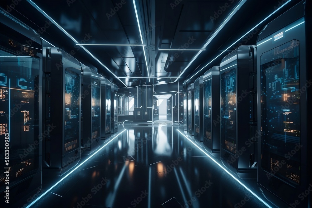 Ultra-detail data center, this futuristic data center is a true ...