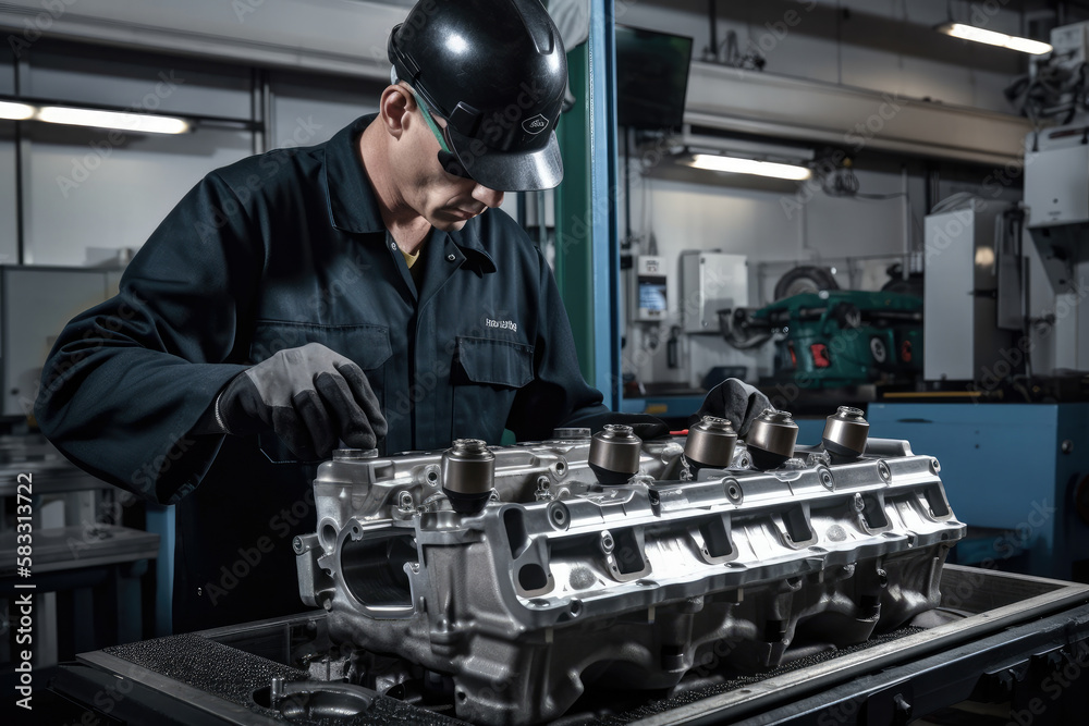 A Technician Inspecting Car Engines for Quality Control, generative ai ...