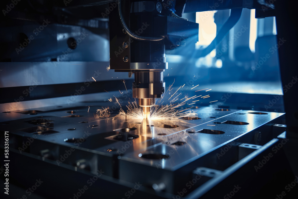 High-Speed Blue Laser CNC Metal Cutting, Modern Manufacturing Process ...