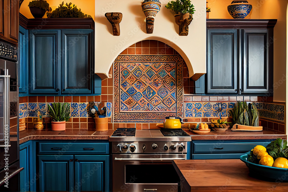 Interior design of a Mediterranean-inspired kitchen design that ...