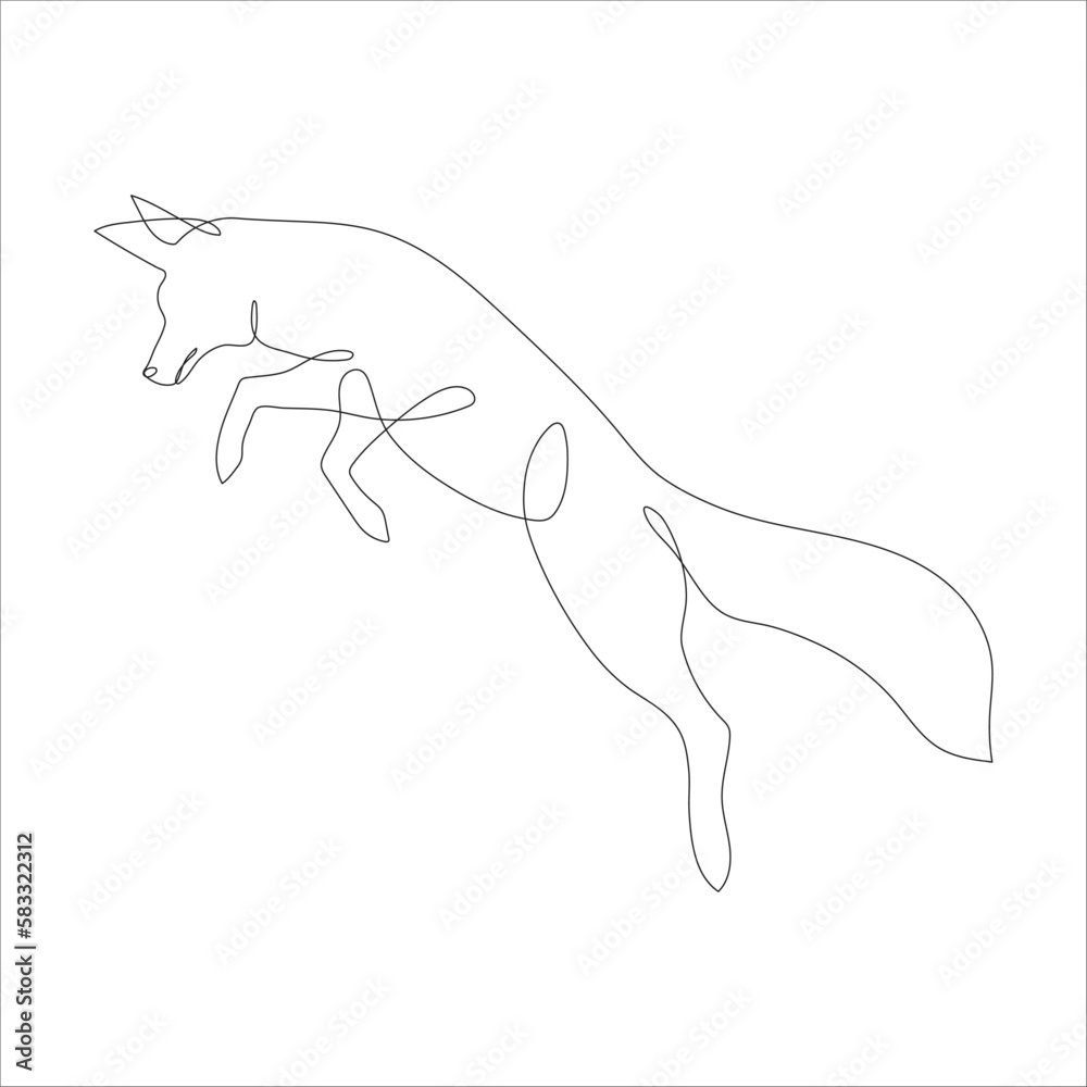 Fox in line art and abstract icon. Fox wall art decoration design ...