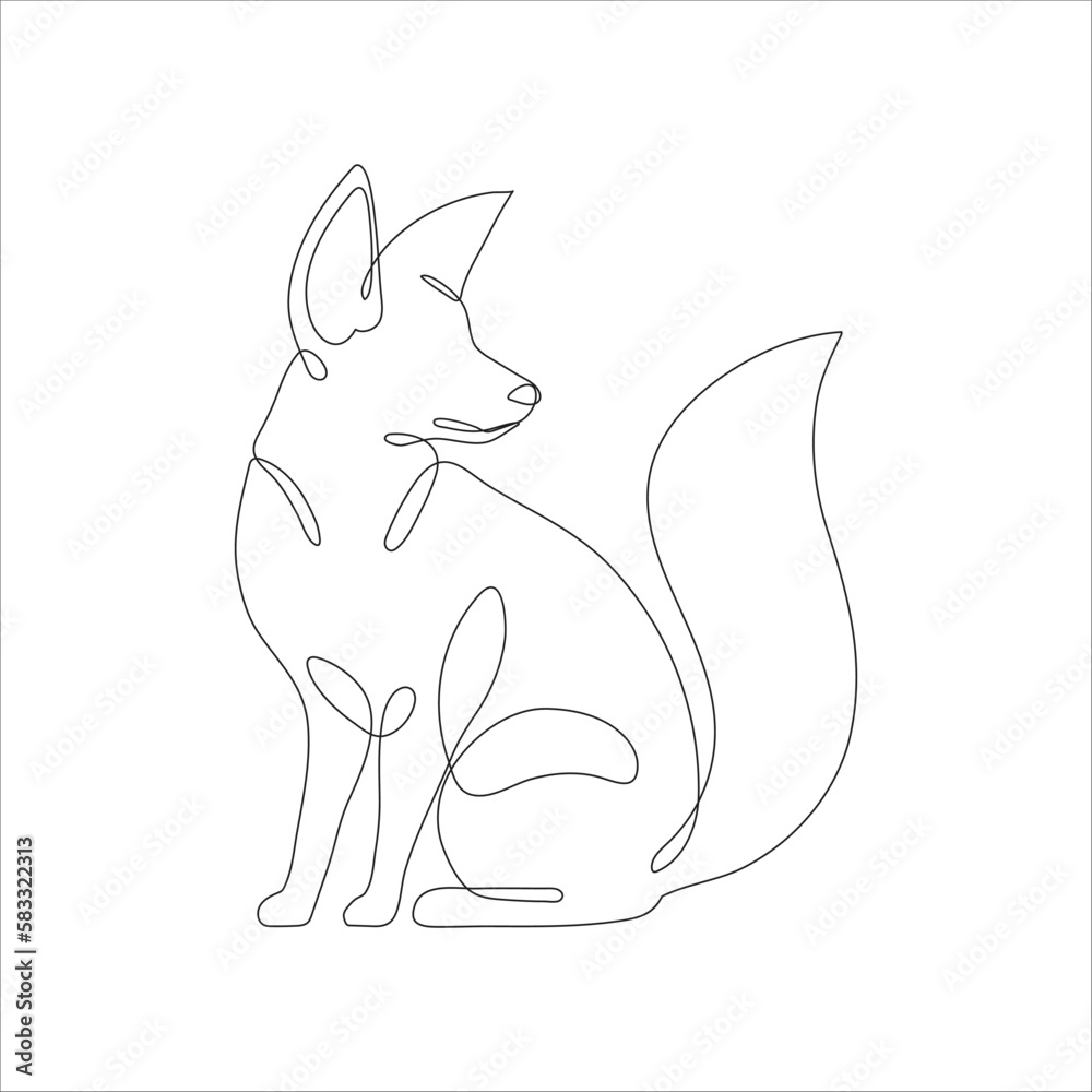 Vecteur Stock Fox in line art and abstract icon. Fox wall art decoration design. Abstract and ...