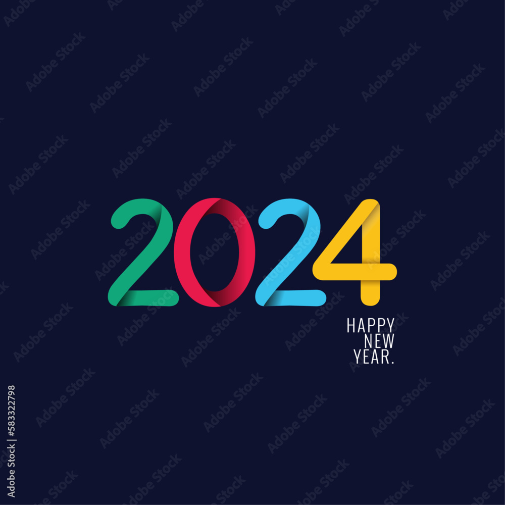 Colorful number 2024 vector. Happy New Year 2024 design with unique ...