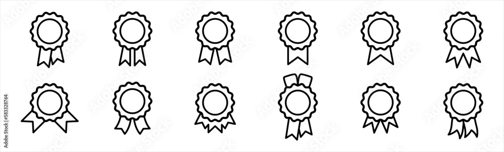 Winning award or winning prize line icons. winning award, prize, medal ...