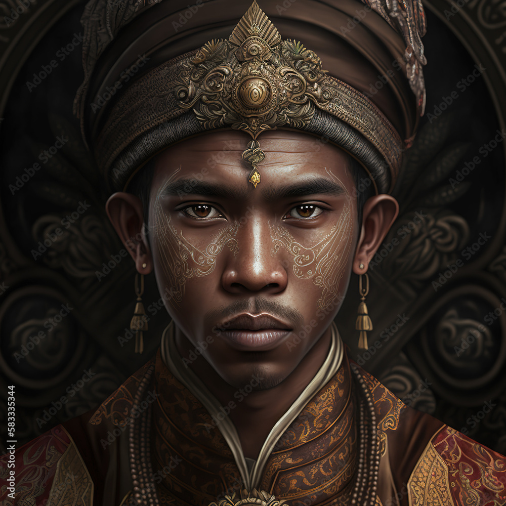 men, warrior, face, portrait, indonesian, batik ornaments, batik ...