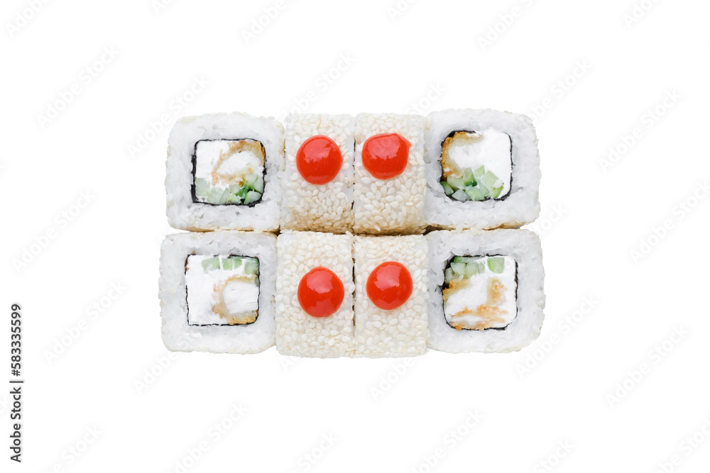 Sushi Rolls, Japanese foods, maki isolated background. Perfect for ...