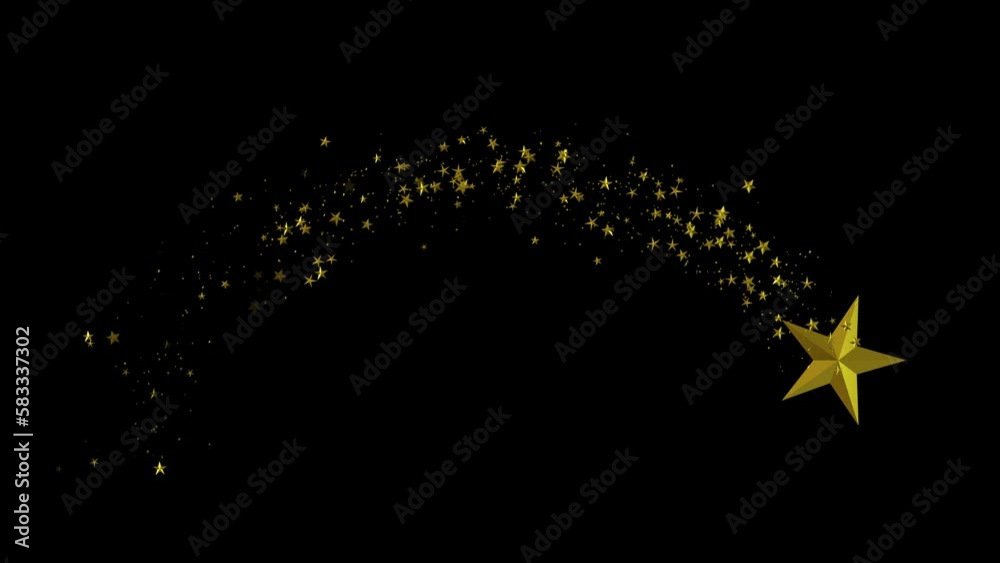 Gold star particles flowing from left to right with alpha channel ...