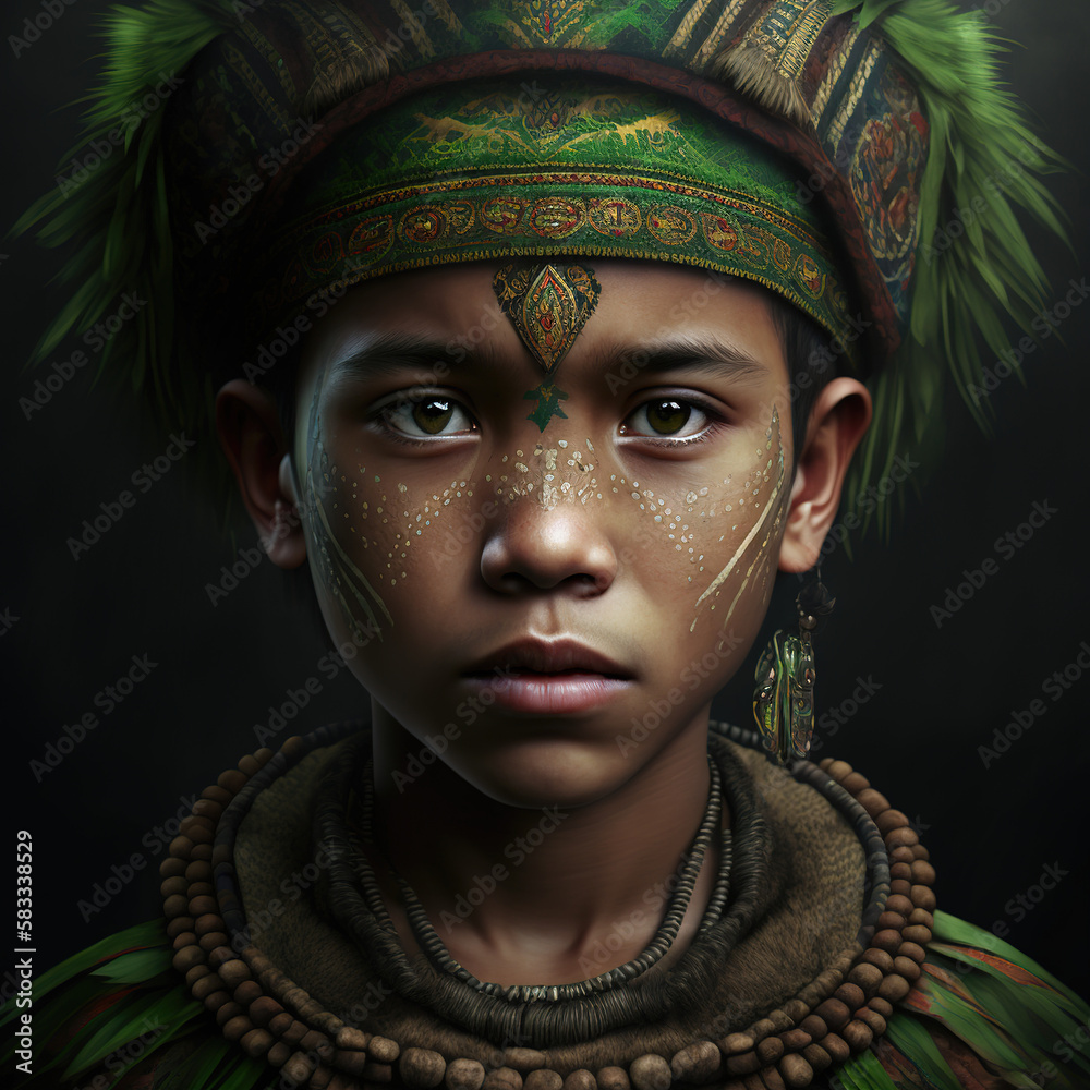 boy, innocent, face, portrait, indonesian, batik ornaments, batik ...