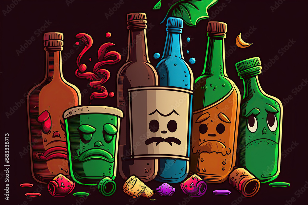 Sober from alcohol cartoon sobriety day concept, Cartoon idea of ...