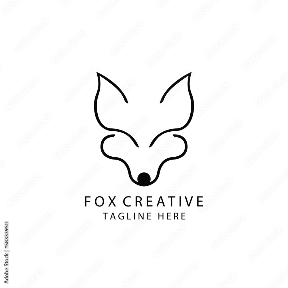 line art concept vector logotype,monoline style fox head logo design ...