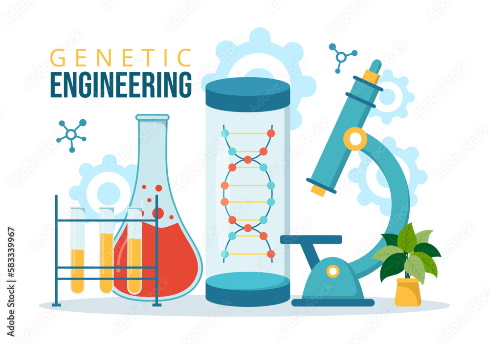 Genetic Engineering and DNA Modifications Illustration with Genetics ...