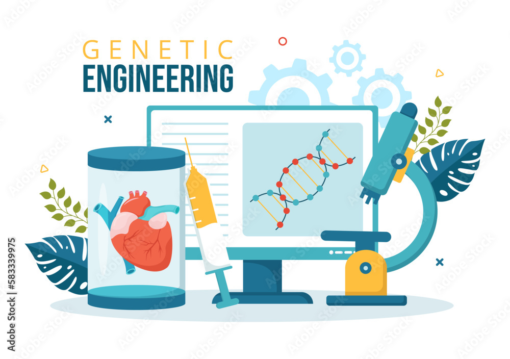Genetic Engineering and DNA Modifications Illustration with Genetics ...