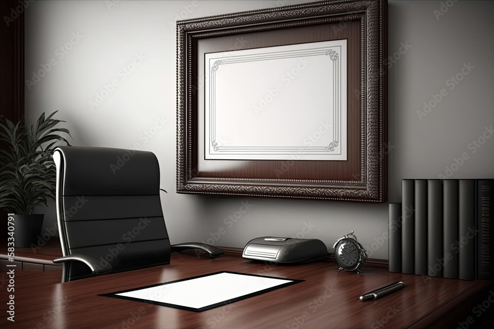 Empty frame on office wall diploma degree certificate credentials image ...