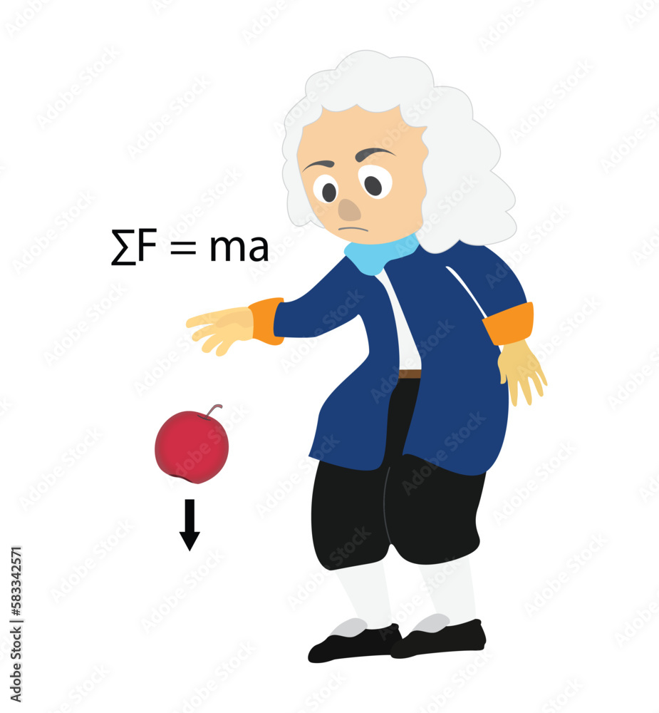 Vetor de illustration of physics, Newton second law, Gravity, falling ...