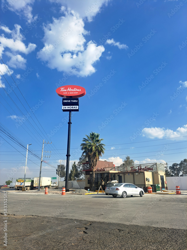 Querétaro, Mexico - Feb 13 2023: The Canadian restaurant chain, Tim ...