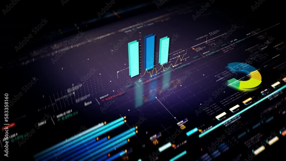 Business stock market, trading, info graphic with animated graphs ...