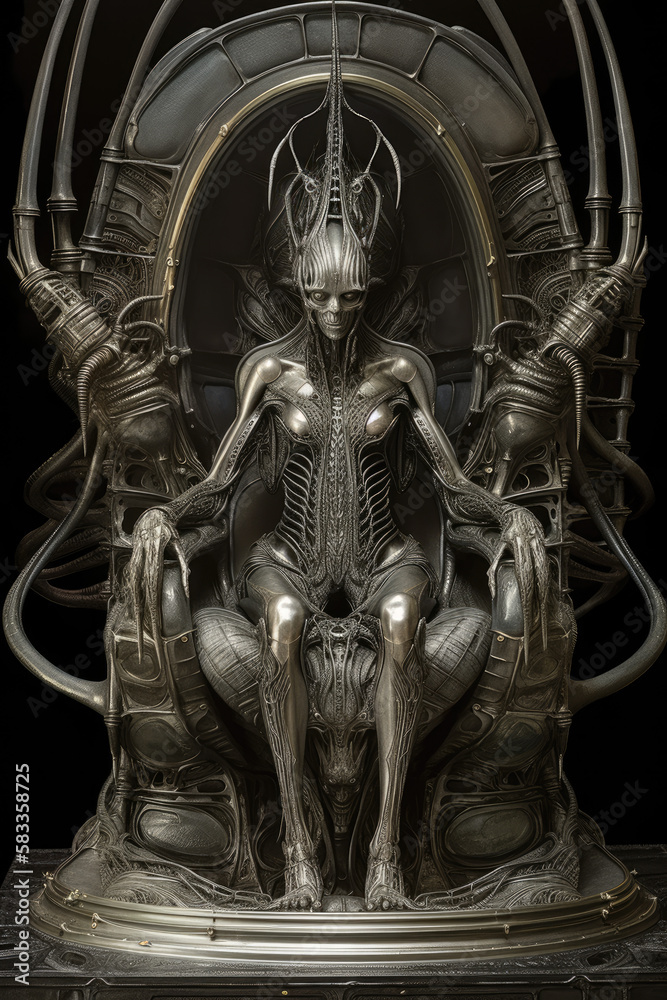 The dark Princess on her Throne. Dark fantasy art created using ...