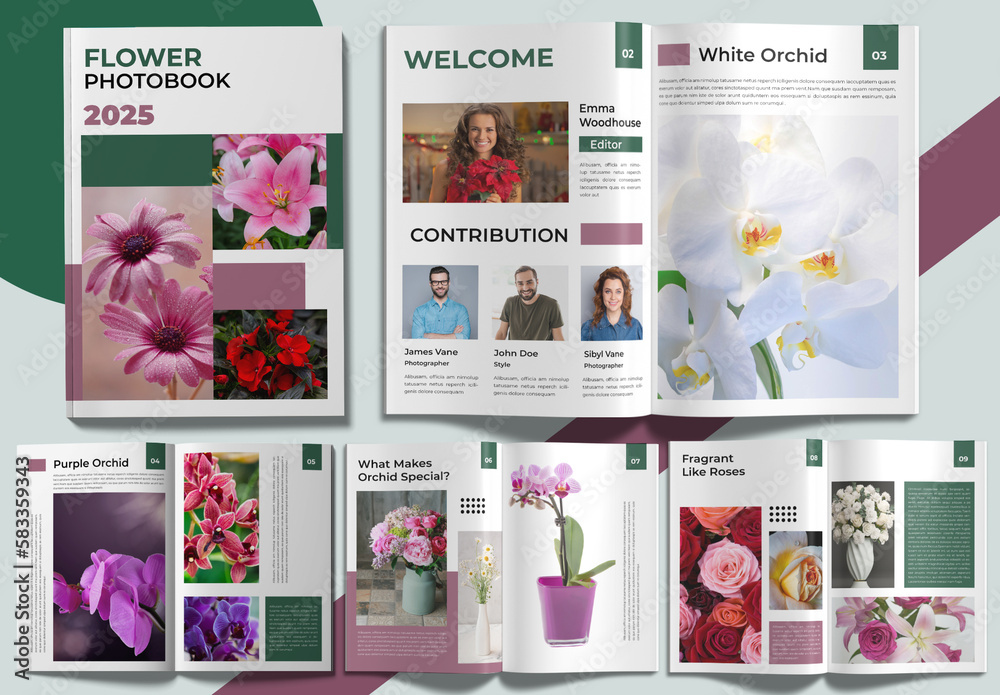 Flower Photobook Template Design Stock Template | Adobe Stock
