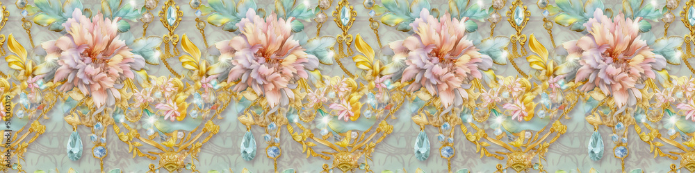 Beautiful floral jewelry wallpaper. Seamless repeat pattern for ...