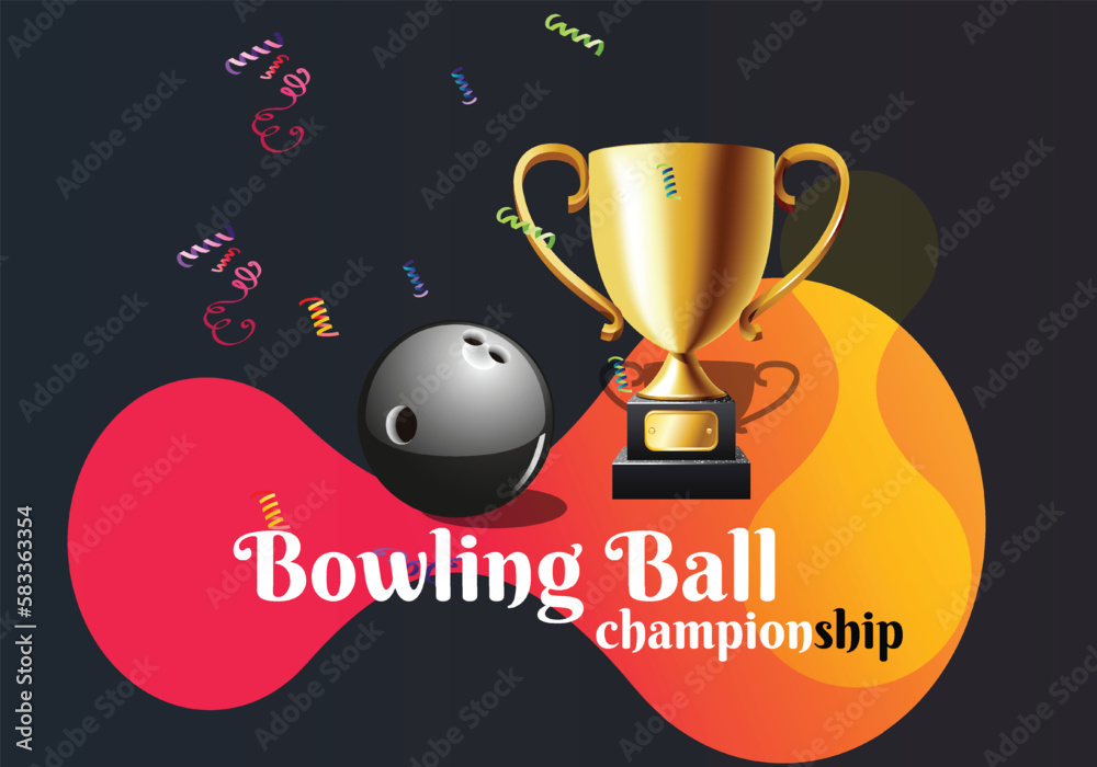 Bowling Ball crashin pins. bowling strike Vector Template, competition ...