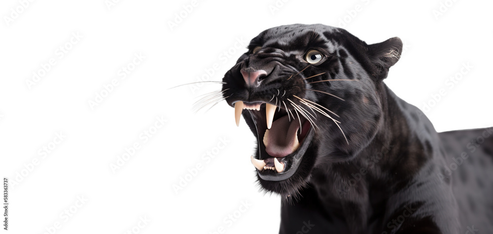 Roaring black panther isolated of transparent background. PNG. Post ...