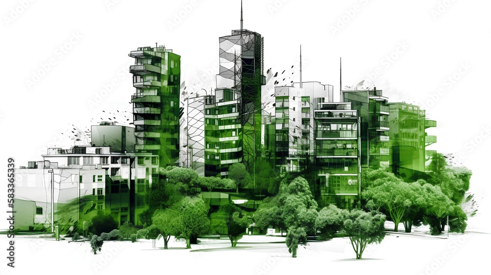 Urban project planning. Green sustainable design, creating eco friendly ...