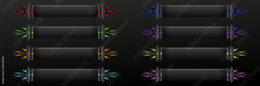 Fantasy lower third game interface screen title banners set for game ui ...