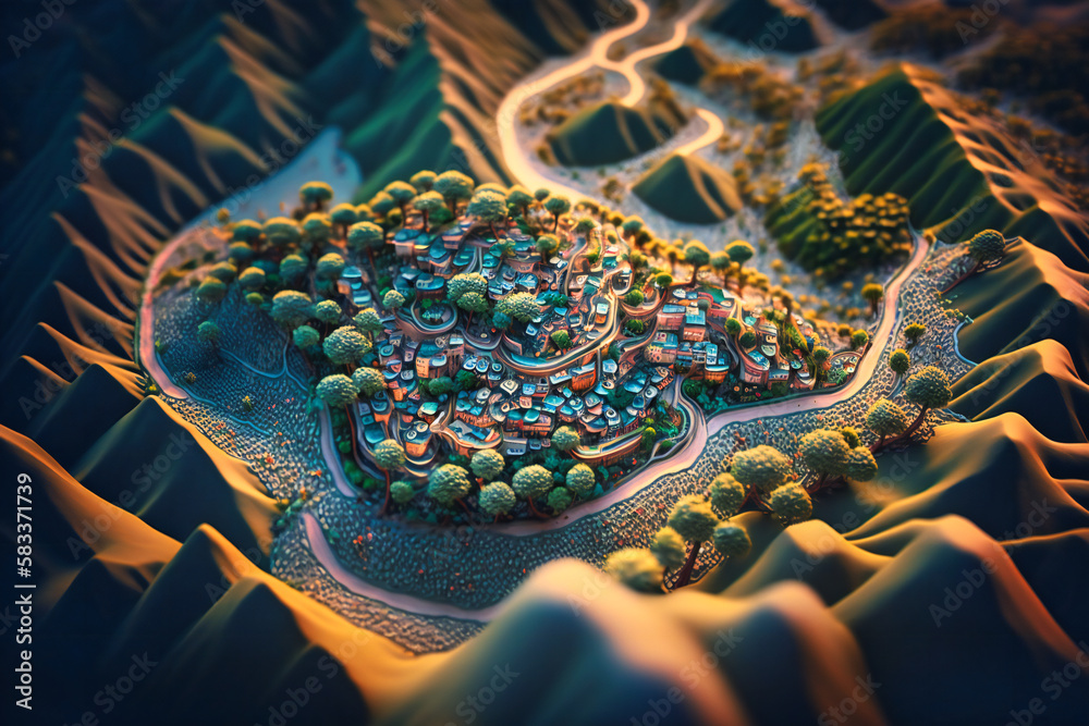 An aerial view exposes the intricate patterns of human and natural ...