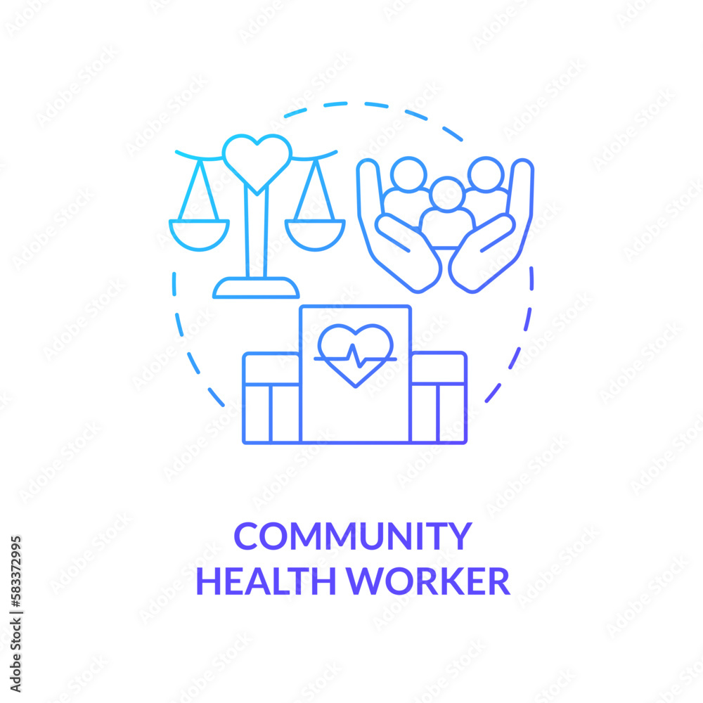 Community health worker blue gradient concept icon. Social services ...