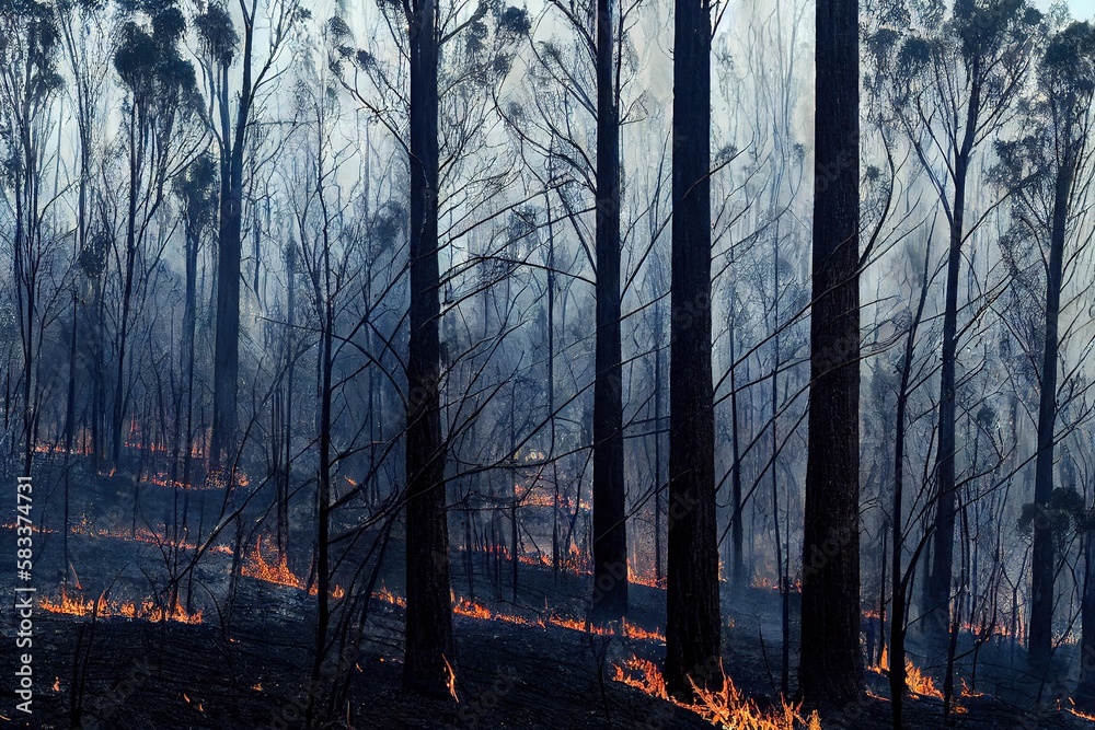Rainforest wildfire environment disaster background. Jungle forest ...