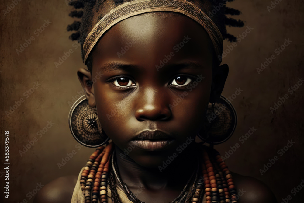 Portrait of young black African girl in traditional clothing. Young ...