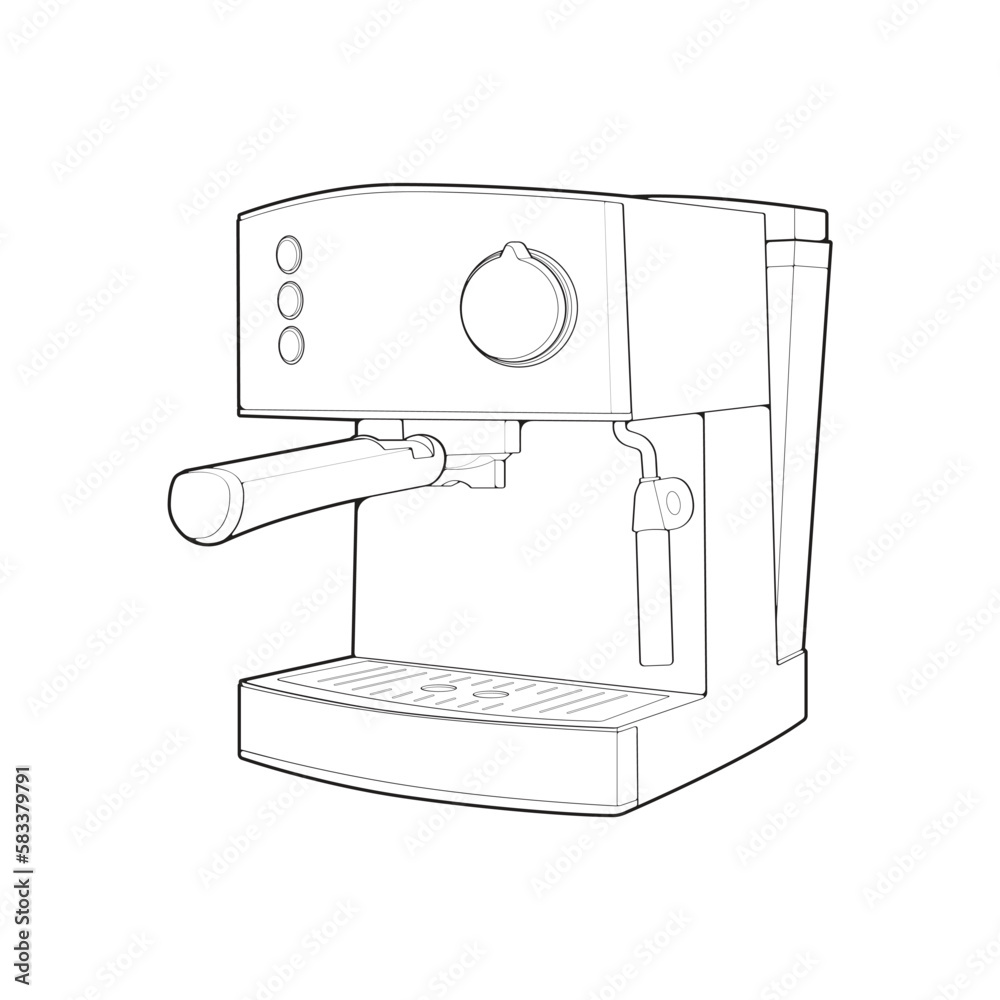 Coffee maker outline drawing vector, Coffee maker drawn in a sketch ...