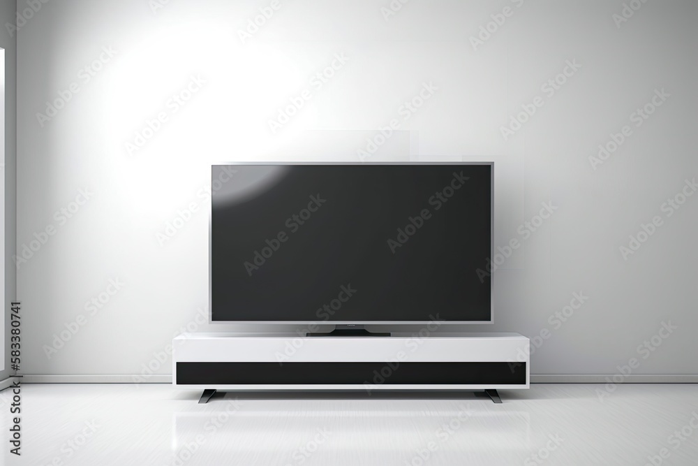 White background on a wall TV screen. Generative AI Stock Illustration ...