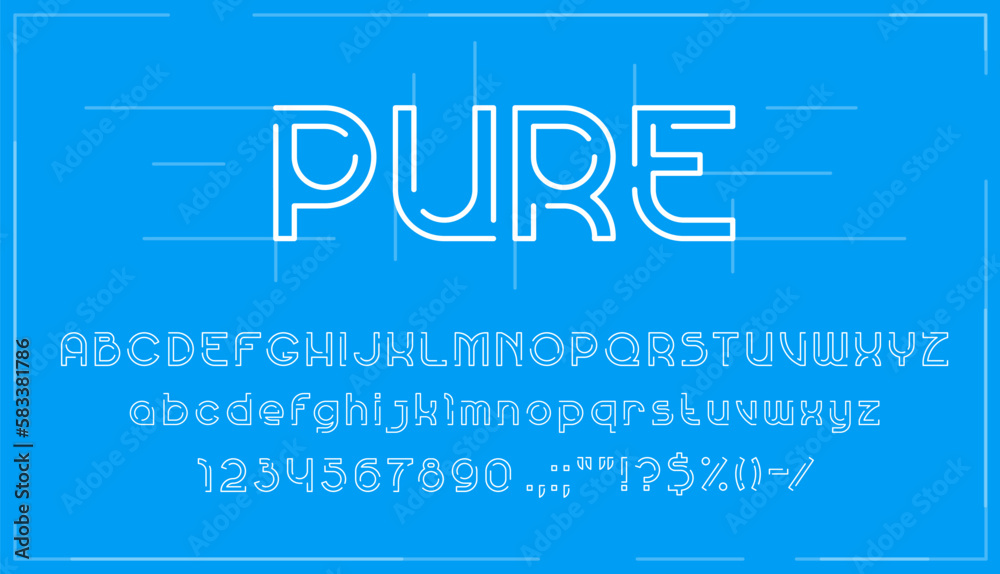 Slim line creative font or typeface, modern type. English alphabet ...