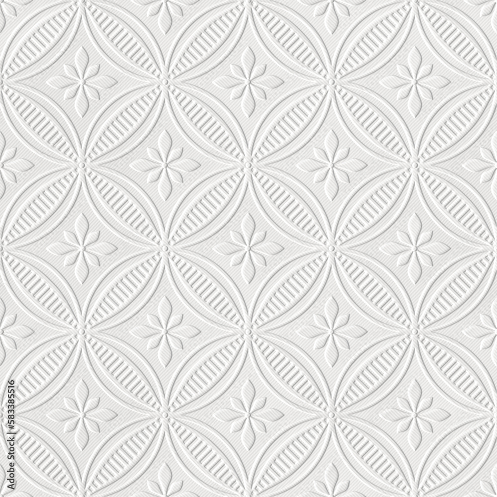 Embossed circle pattern on paper background, seamless texture, flowers ...