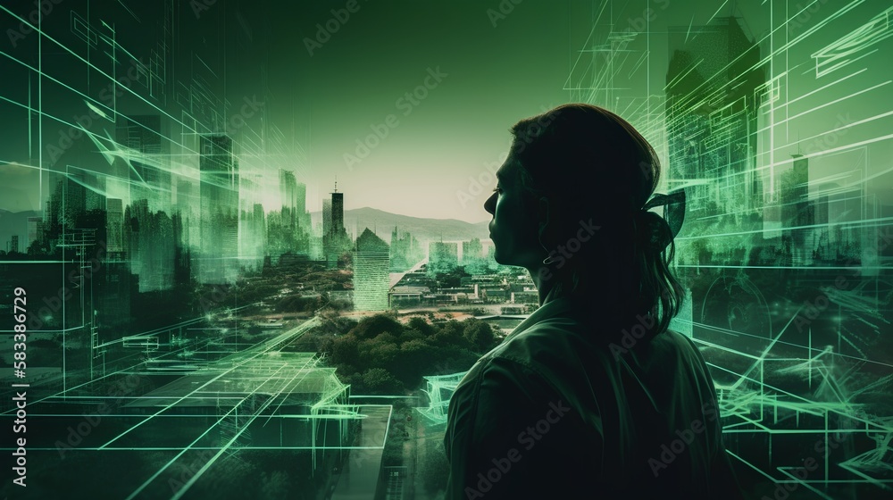 Sustainable mindset engineer plans a city project Eco friendly urban ...