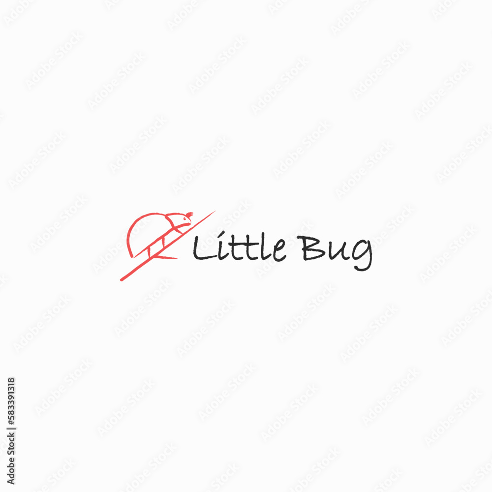 line art little bug logo design illustration vector file isolated on ...