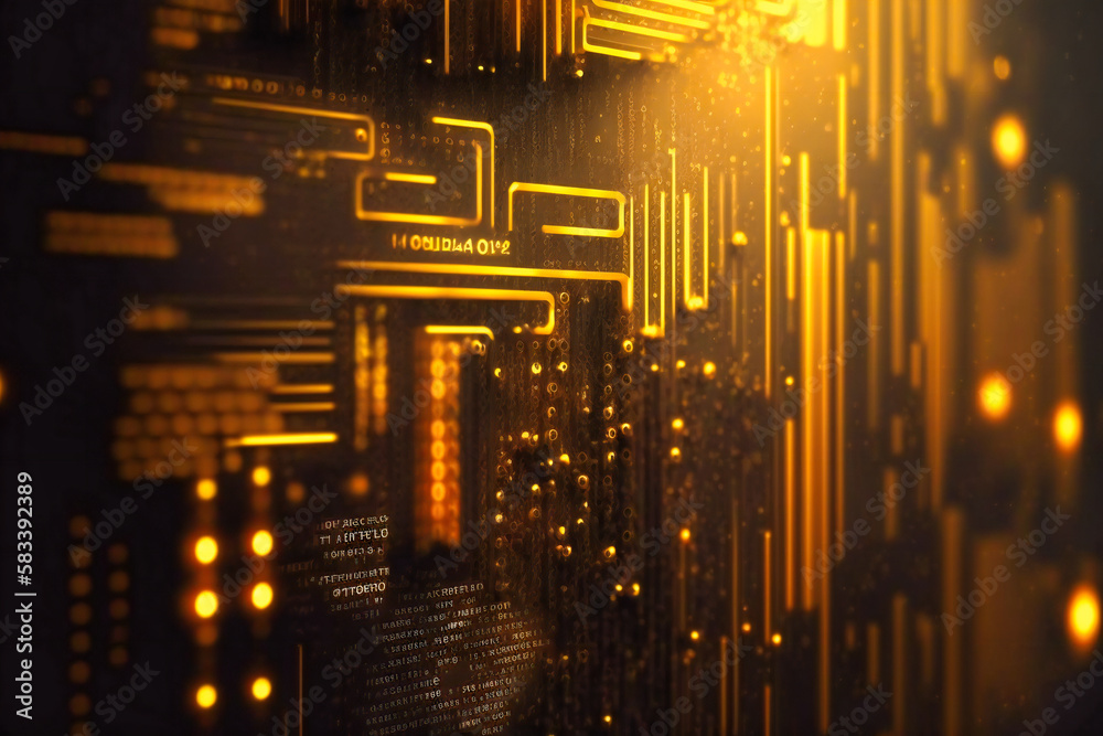 A Luminous Gold Programming Code Abstract Technology Background Showcases The Beauty And