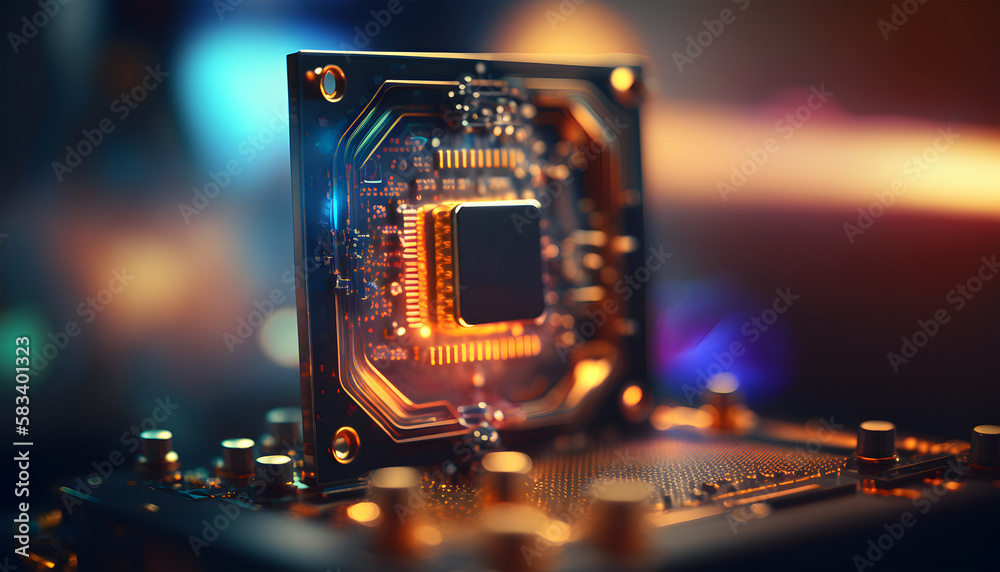 Circut board with processor, close-up. Computer processor close-up ...