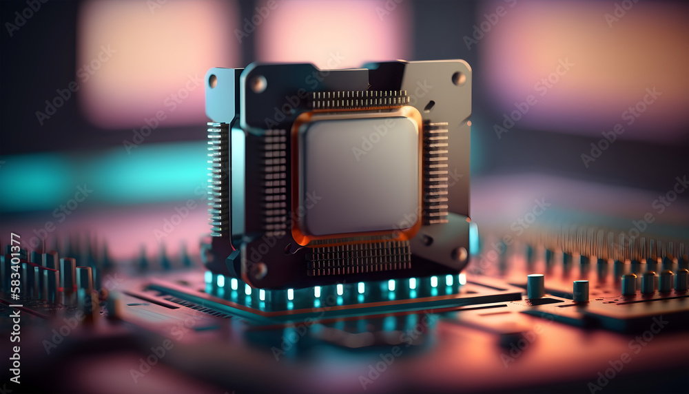 Circut board with processor, close-up. Computer processor close-up ...