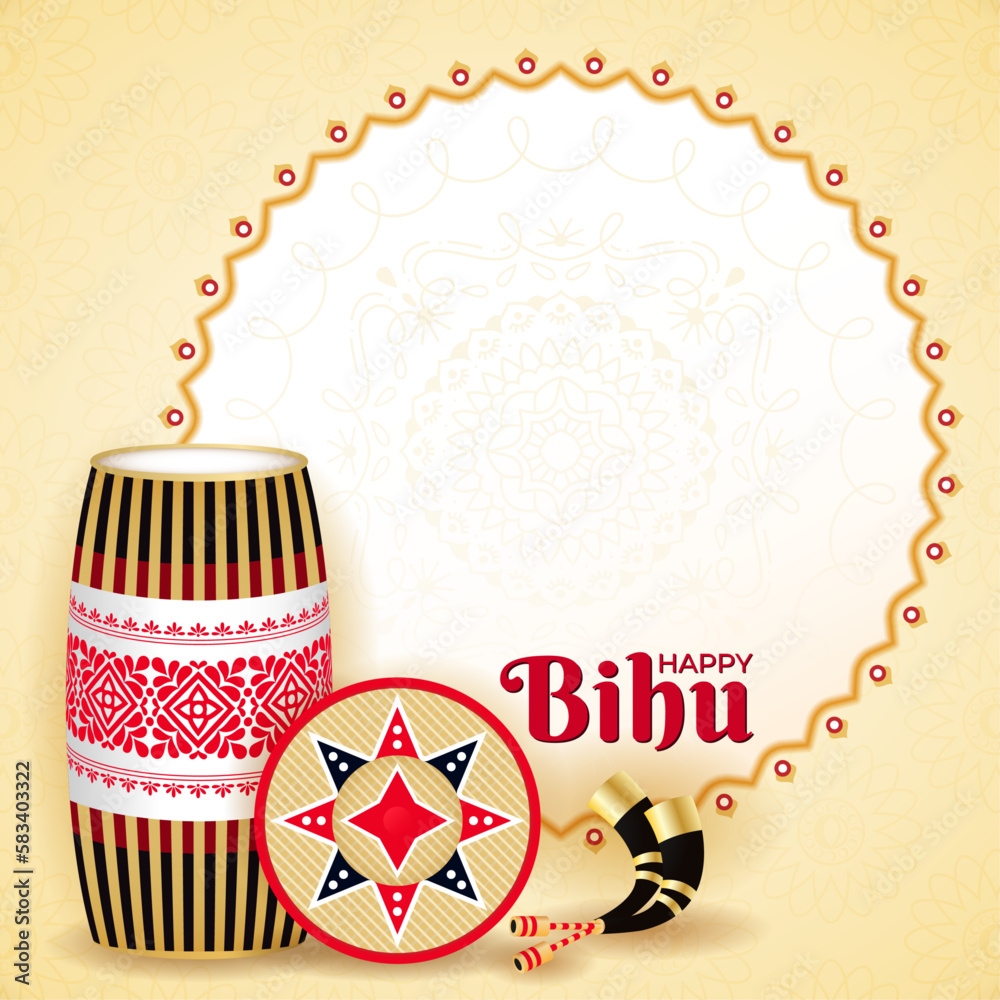 Happy Bihu Assam New Year Poster. Traditional India Harvest Festival ...
