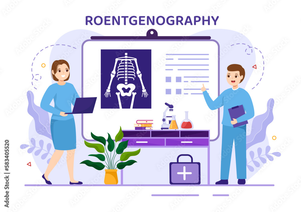 Roentgenography Illustration with Fluorography Body Checkup Procedure ...