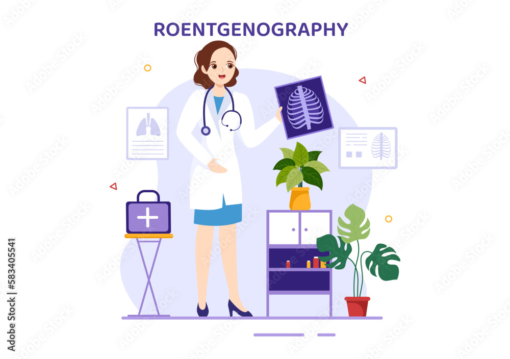 Roentgenography Illustration with Fluorography Body Checkup Procedure ...
